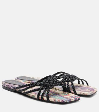 Etro Mules imprimées en cuir et toile