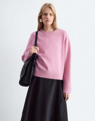 & Other Stories Pullover mit Rundhalsausschnitt aus Woll- und Baumwollmix in Hellrosa
