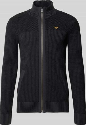 PME Legend Regular Fit Strickjacke aus reiner Baumwolle mit Label-Stitching