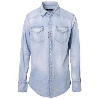 Dsquared2 Klassisches Westernhemd In Verwaschenem Denimblau