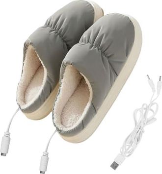 Frcolor Pantoufles Chauffants &Eacute;lectriques USB Gris en Peluche Chauffe-Pieds DHiver Confortables pour Int&eacute;rieur Taille Unique Accessoires DHiver pour Maison et
