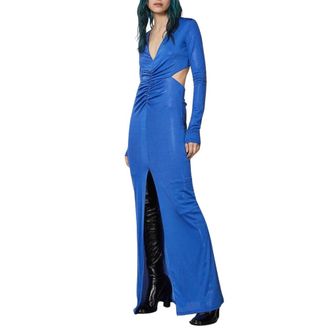Patrizia Pepe Maxikleid mit Raffung und offenem R&uuml;cken - - Dresses - Damen - Blau - L