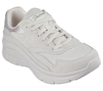 Skechers Damen Modern DLux Free Mind Sneaker, Off White Suede/Mesh, 38.5 EU