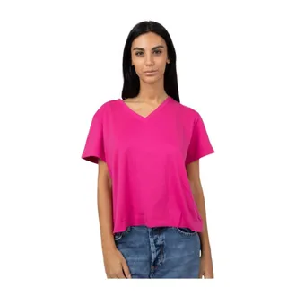 Gran Sasso V-Ausschnitt T-Shirt in verschiedenen Farben - - Tops - Damen - Rosa - L