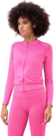 Luigi di Focenza Sweat femme avec fermeture éclair sans capuche en microfibre respirant et élastique, idéal pour le sport, fabriqué en Italie, rose, S-M