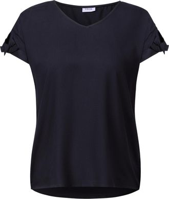 Cecil Damen 3412064 Blusenshirt in Unifarbe, urban Dark Blue, XX-Large