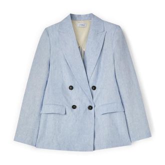 Motivi Zweireihiger Leinenblazer - - Jackets - Damen - Blau - XS