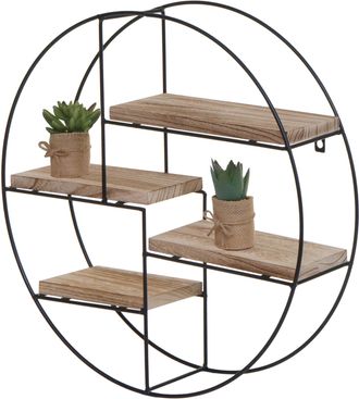 Mendler Wandregal HWC-K76, Hängeregal Schweberegal Regal, 4 Regalböden Metall Massiv-Holz Industrial 45x45x11cm - Natur