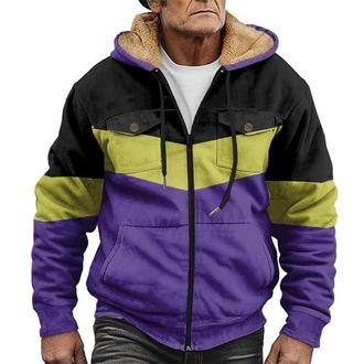 Generic Veste à capuche doublée pour homme avec fermeture éclair et poches - Tendance et décontractée - Confortable pour le froid, 01-violet., 3XL