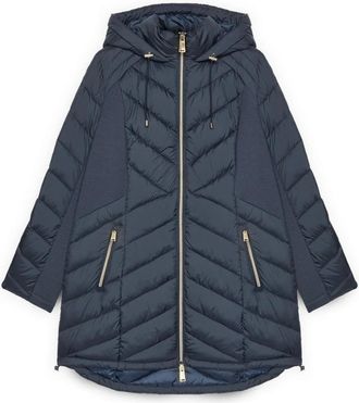 Fiorella Rubino Femme, Vestes, Bleu, Taille: 50 FR Longue doudoune matelass&eacute;e avec capuche