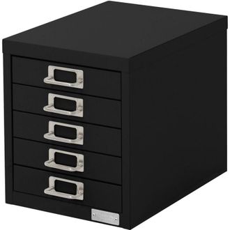 ML Design Ml-design - Armoire &agrave; Dossiers avec 5 Tiroirs, avec Porte-&Eacute;tiquette, 28x38x33 cm, Noir, en Acier, Classeur pour Documents Format A4, Meuble de