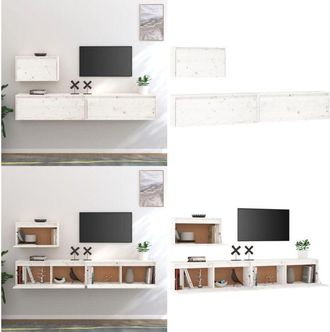 vidaXL Vidaxl - TV-Schränke 3 Stk. Weiß Massivholz Kiefer - TV-Schrank - Hängeschrank - Regal - Wohnzimmerschrank - Massivholzmöbel - Home & Living