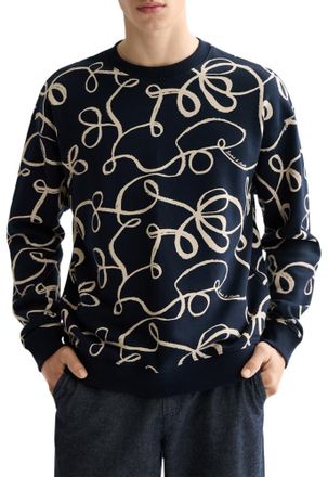 Scotch & Soda Herren All Over Print Crewneck Sweatshirt, AOP Ribbon Navy, L EU