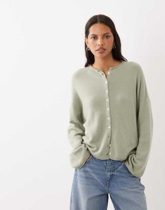 Abercrombie & Fitch leichter Strick-Cardigan in Salbeigr&uuml;n