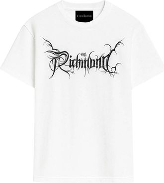 John Richmond Homme, Tops, Blanc, Taille: XL T-shirt avec logo graphique sur le devant
