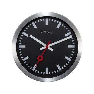 NeXtime Horloge murale NE-3998STZW Station &Oslash;19 cm, aluminium bross&eacute; noir