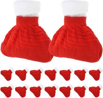 NUOBESTY 16 St&uuml;ck Weihnachts Stuhlbeinschoner aus Elastischem Material rutschfeste Tischbeinsocken In Rot Bodenschutz f&uuml;r Holz und M&ouml;belbeine Maschinenwaschbar