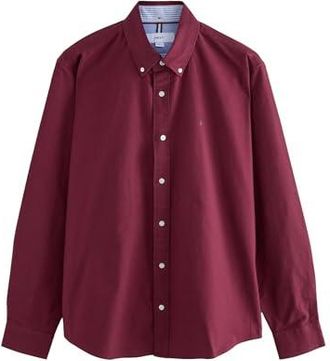 Next Homme Chemise Oxford Regular &agrave; Manches Longues Rouge Bordeaux L