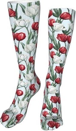 Generic Chaussettes De Contention Fleur Aquarelle Rouge Et Blanche Chaussettes De Sport Décontractées Durable Planche À Roulettes Bonneterie, Pour Cyclisme, C
