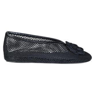 Ganni Ballerine Jenny en r&eacute;sille fleurie - Femme - Chaussures - Noir - Taille: 41 EU
