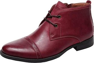 Rismart Profession Bottes Chukka pour Homme Vêtir Cuir Cheville Chausson Bourgogne,43.5