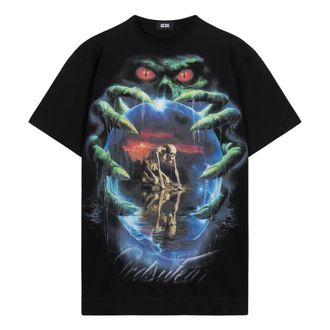 GCDS Gothic Lockeres Crop T-Shirt - - Tops - Herren - Schwarzk - L