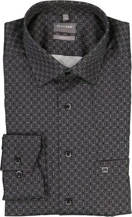 Olymp Herren Hemd grau gemustert Comfort Fit