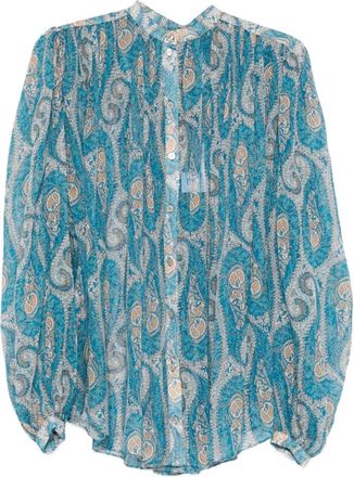 Etro Femme, Blouses et Chemises, Bleu, Taille: 38 FR Chemise pliss&eacute;e avec bande