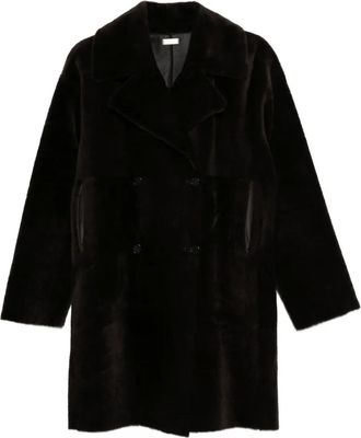 Utzon manteau croisé en peau lainée - Marron