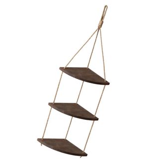 Lurrose Gatuida Eck Wandregal Mit Seil Mehrschichtiges Aufbewahrungsregal F&uuml;r Blument&ouml;pfe Platzsparendes Wandblumenst&auml;nder F&uuml;r K&uuml;che Und Wohnzimmer