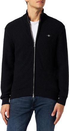 GANT Gant Herren Casual Cotton Zip Cardigan Strickjacke, Schwarz, XXL EU