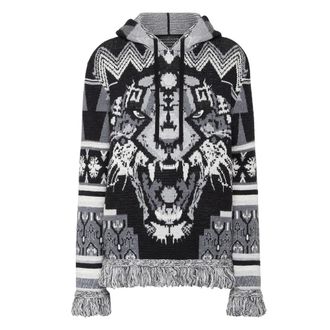 Philipp Plein Wool Hoodie Sweater Fringe Navajo - - Sweatshirts & Hoodies - Damen - Schwarzk - XS