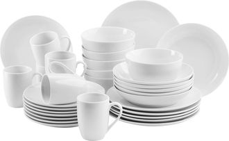 M&auml;ser 931523 Barca Geschirr-Set f&uuml;r 6 Personen, 30-tlg. Kombiservice, Porzellan, Wei&szlig;