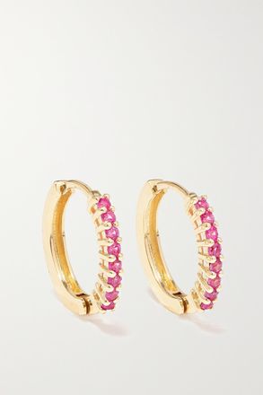 Mateo Bijoux Creolen Aus 14 Karat Gold Mit Saphiren - Rot