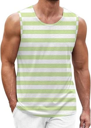Generic D&eacute;bardeur ray&eacute; pour homme - Couleur unie - Imprim&eacute; - Loisirs - Vacances - Sans manches - Tendance, Vert, XXL