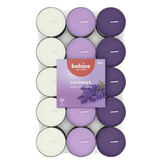 Bolsius Bolsius - 30 Duft theelichter - Lavendel - Brenndauer von 3,5 Stunden - Durchmesser 38 mm - Nat&uuml;rliche Extrakte - Enth&auml;lt Veganes Wachs - Ohne Palm&ouml;l