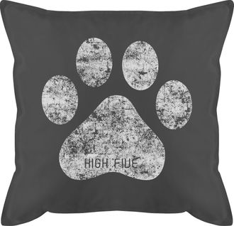 Shirtracer Kissen 50x50 - Deko Hobby - High Five Hunde Pfote - 50 x 50 cm - Grau - paw männerkissen Paws kopfkissen Pfoten Beagle tiermotiv hundepfote hundepfote