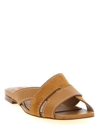 Tod's Suede and Leather Crossover Flat - Tan