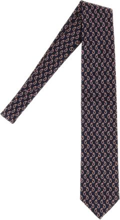 Brioni Paisley Silk Necktie - Navy