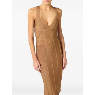 Elisabetta Franchi Ribbed Knit Dress - Brown