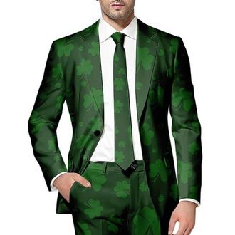 Generic WAZHAKU Veste de costume pour homme - Veste de f&ecirc;te pour la Saint Patrick Luck of The Irish Tr&egrave;fle - Veste de costume des ann&eacute;es 80 - Shamrock tr&egrave;fle 