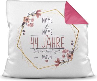 Tassendruck Kissen Hochzeitstag Sternen Hochzeit - mit Name & Datum selbst gestalten - 44 Jahre Ehe, Geschenk Hochzeit, Jubil&auml;um, Jahrestag - Farbkissen R&uuml;ckseite