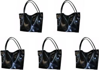 Generic Sac fourre-tout en cuir pour femme, grande capacit&eacute;, d&eacute;contract&eacute;, sac &agrave; main pour le travail, les voyages, sac &agrave; bandouli&egrave;re &eacute;l&eacute;gant, Noir 5 pi&egrave;ces., 