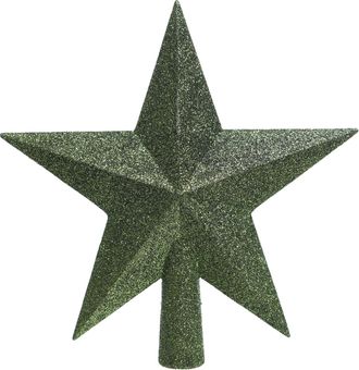 Kaemingk KAE Christbaumspitze Stern Kunststoff Glitzer 19cm Weihnachtsspitze Tannenbaumspitze piniengrün
