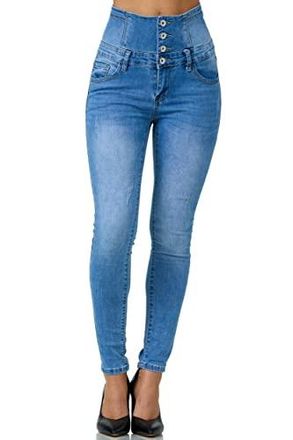 Elara Jeans Femme Taille Haute Skinny Fit Chunkyrayan 1166 Lt. Blue Denim-38 (M)