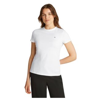Calvin Klein Femme, Tops, Blanc, Taille: 36 FR T-shirt Blanc Graphique Slim Classique