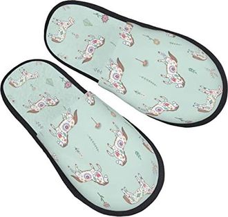 Generic Cheval Et Fleur De Dessin Anim&eacute; Femme Homme Chaussures De Maison L&eacute;g&egrave;res Slippers Chaud Chaussons Pour Maison Hiver Int&eacute;rieur L
