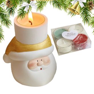 Generic Kerzenhalter für Weihnachtsmann, Votivkerzen, niedlich, lustig, kreativ, Kunsthandwerk, Weihnachts-Kerzenhalter, Dekoration mit 4 Kerzen für Winter, U