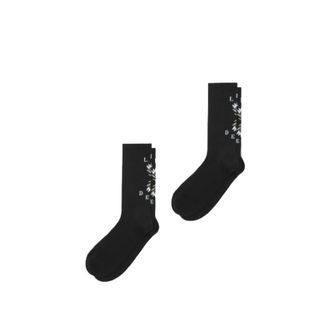 Les Deux Homme, Sous-v&ecirc;tements, Noir, Taille: ONE Size Logo Flower Socks 2-Pack