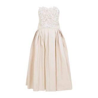 Elisabetta Franchi Ottoman Kleid mit 3D-Blumenstickerei - - Dresses - Damen - Beige - XS